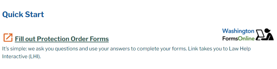 Start your protection order petition - King County, Washington